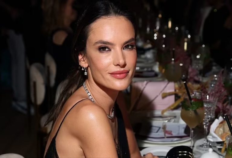 Alessandra Ambrosio stuns as she takes the plunge in a plunging black ...